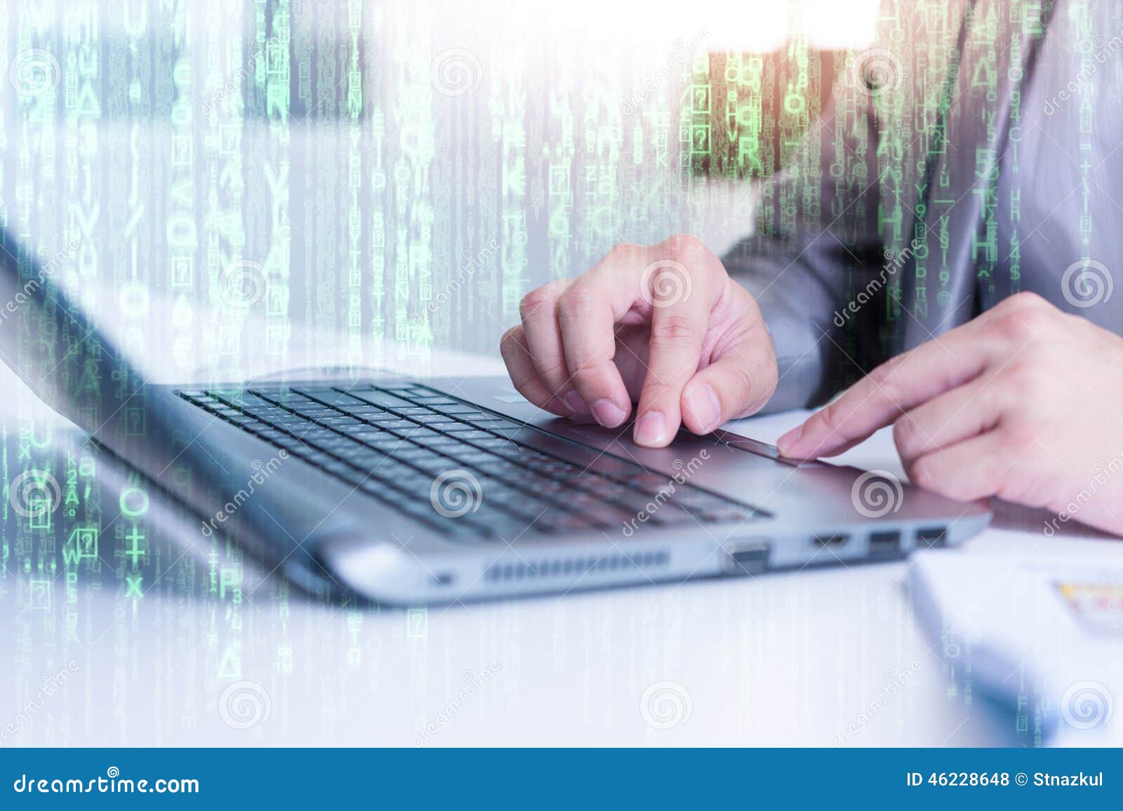 Close Up of Business Man Typing on Laptop Computer Stock Photo - Image ...