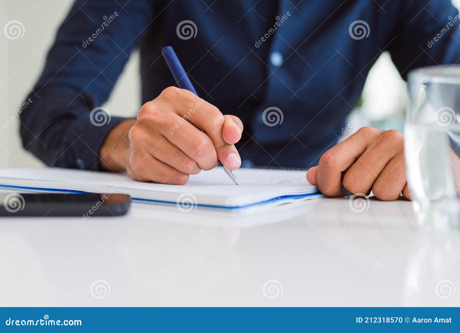 Close Up of Business Man Writing on a Paper Stock Photo - Image of ...