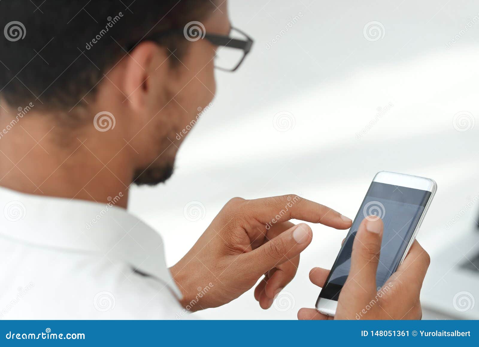 Close Up. Business Men Using a Modern Smartphone Stock Image - Image of ...