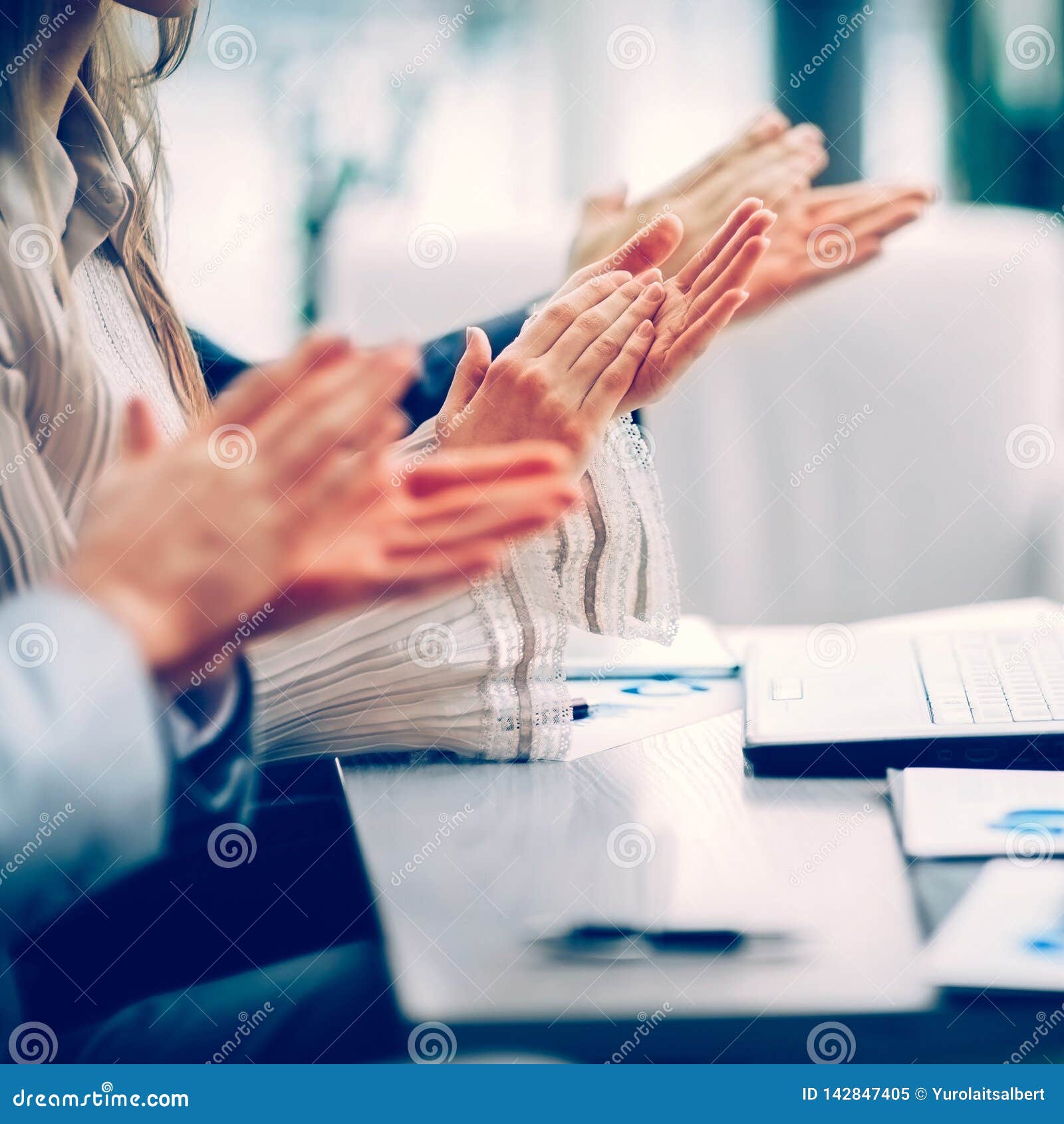 Close-up of Business People Clapping Hands. Business Seminar Stock ...
