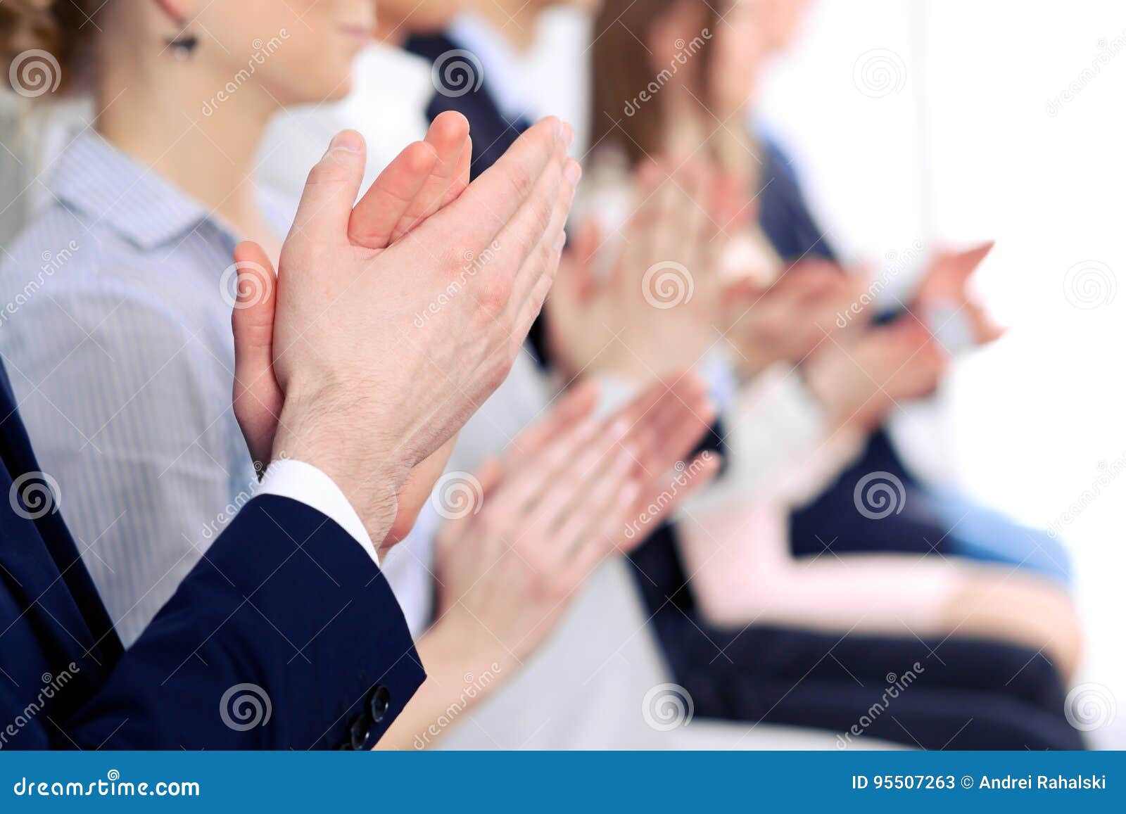 Close Up of Business People Hands Clapping at Conference Stock Image ...