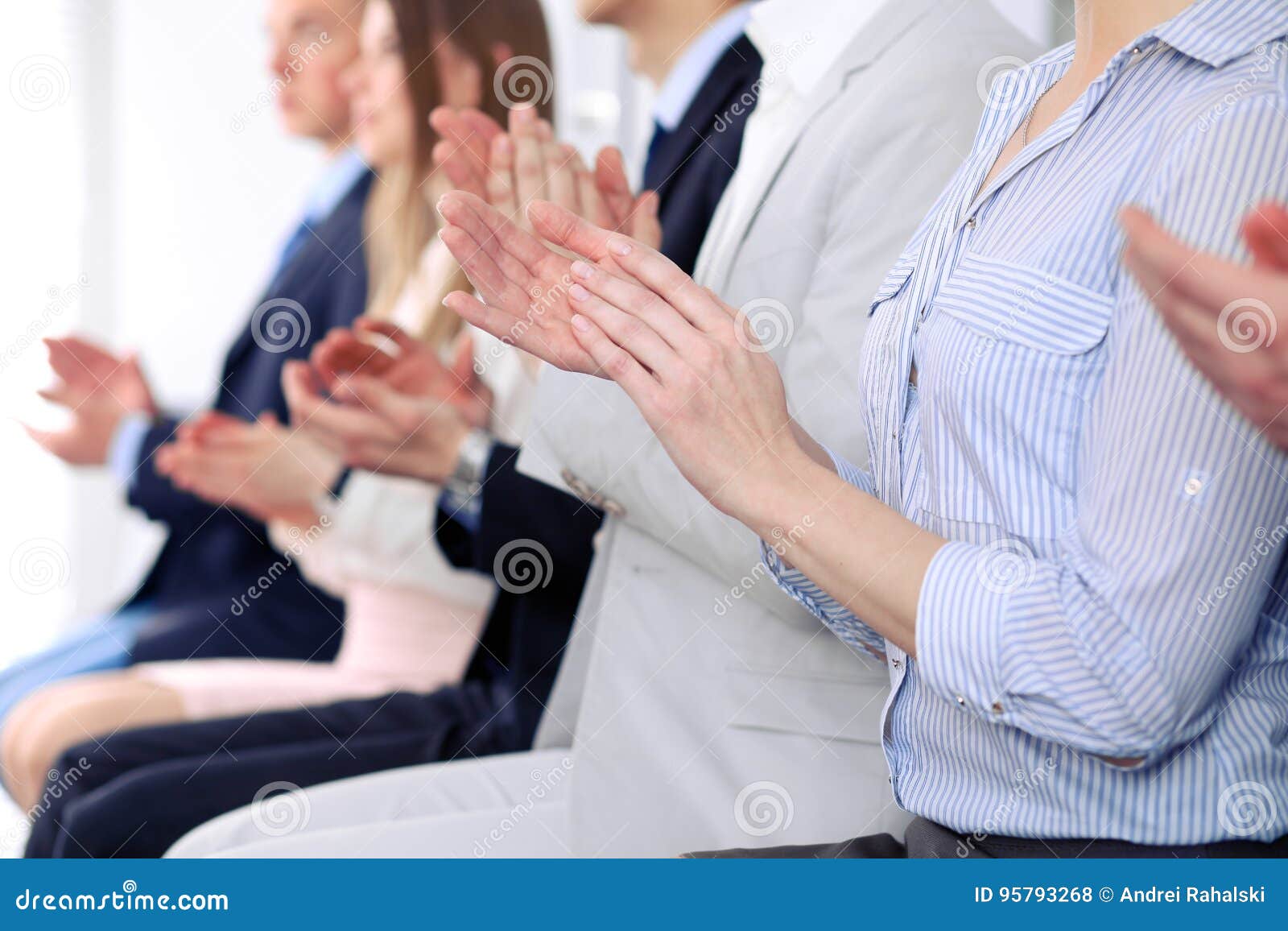 Close Up of Business People Hands Clapping at Conference Stock Photo ...