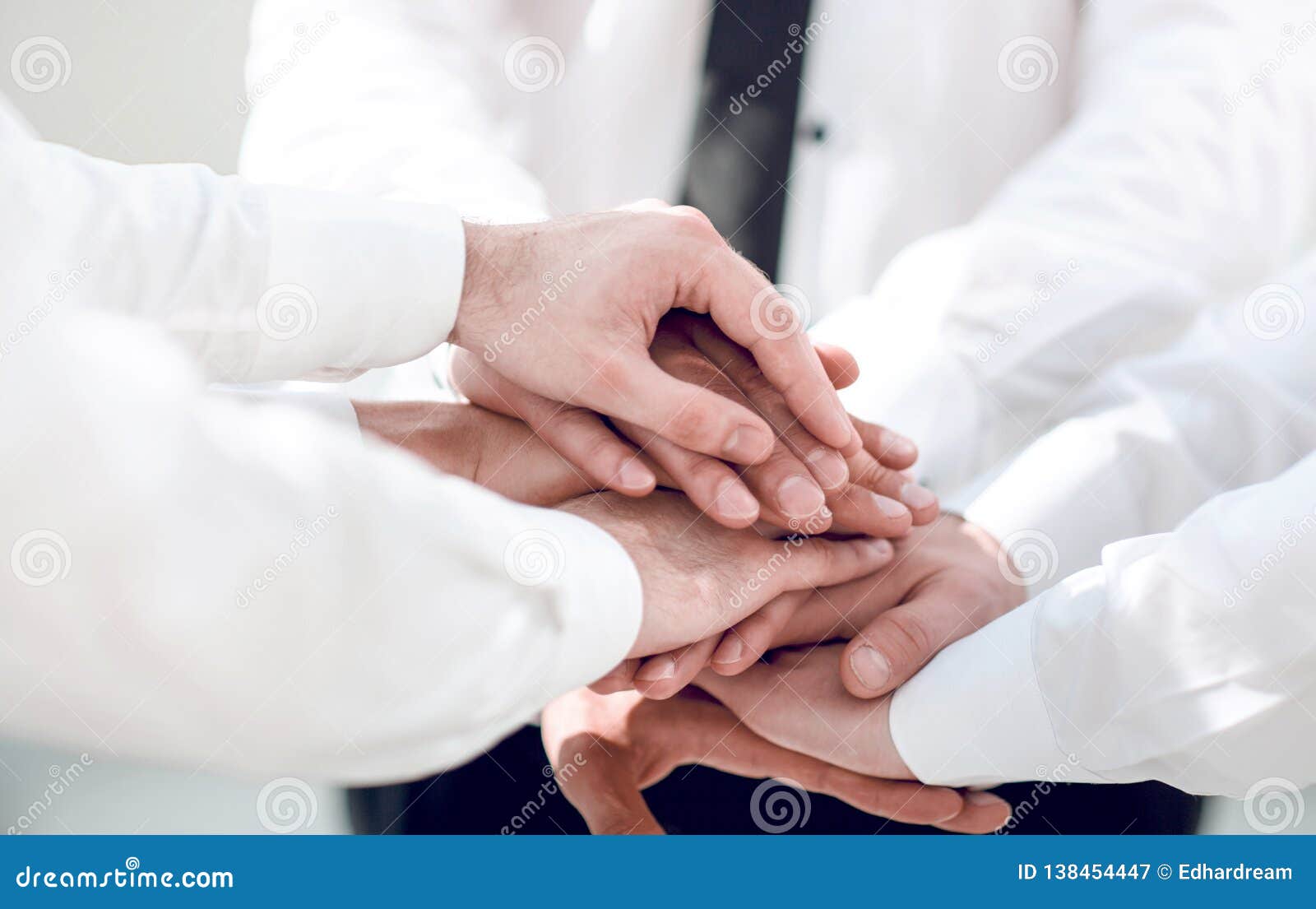 Close Up. Business People with a Stack of Hands Stock Image - Image of ...