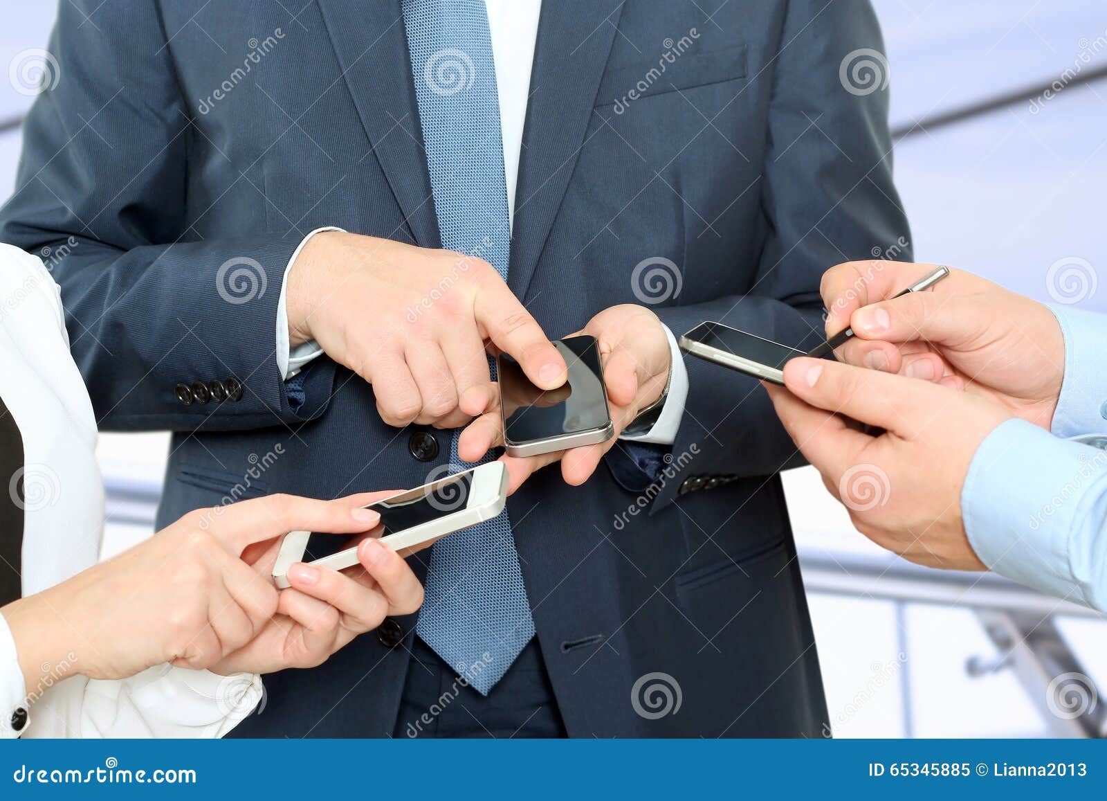 Close Up of a Business People Using Mobile Smart Phones Stock Image ...