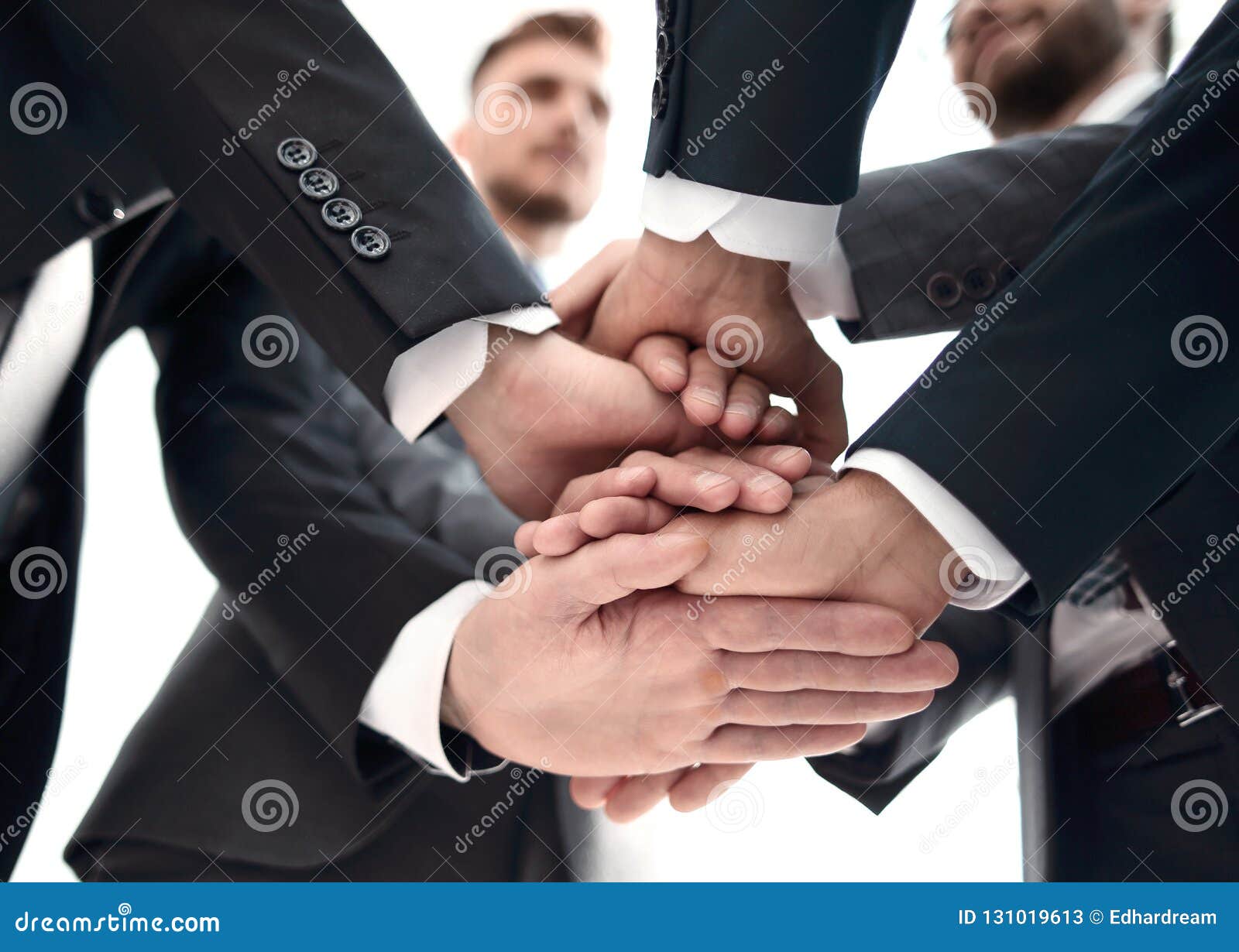 Close Up.business Team Adding a Tower of Hands Stock Image - Image of ...