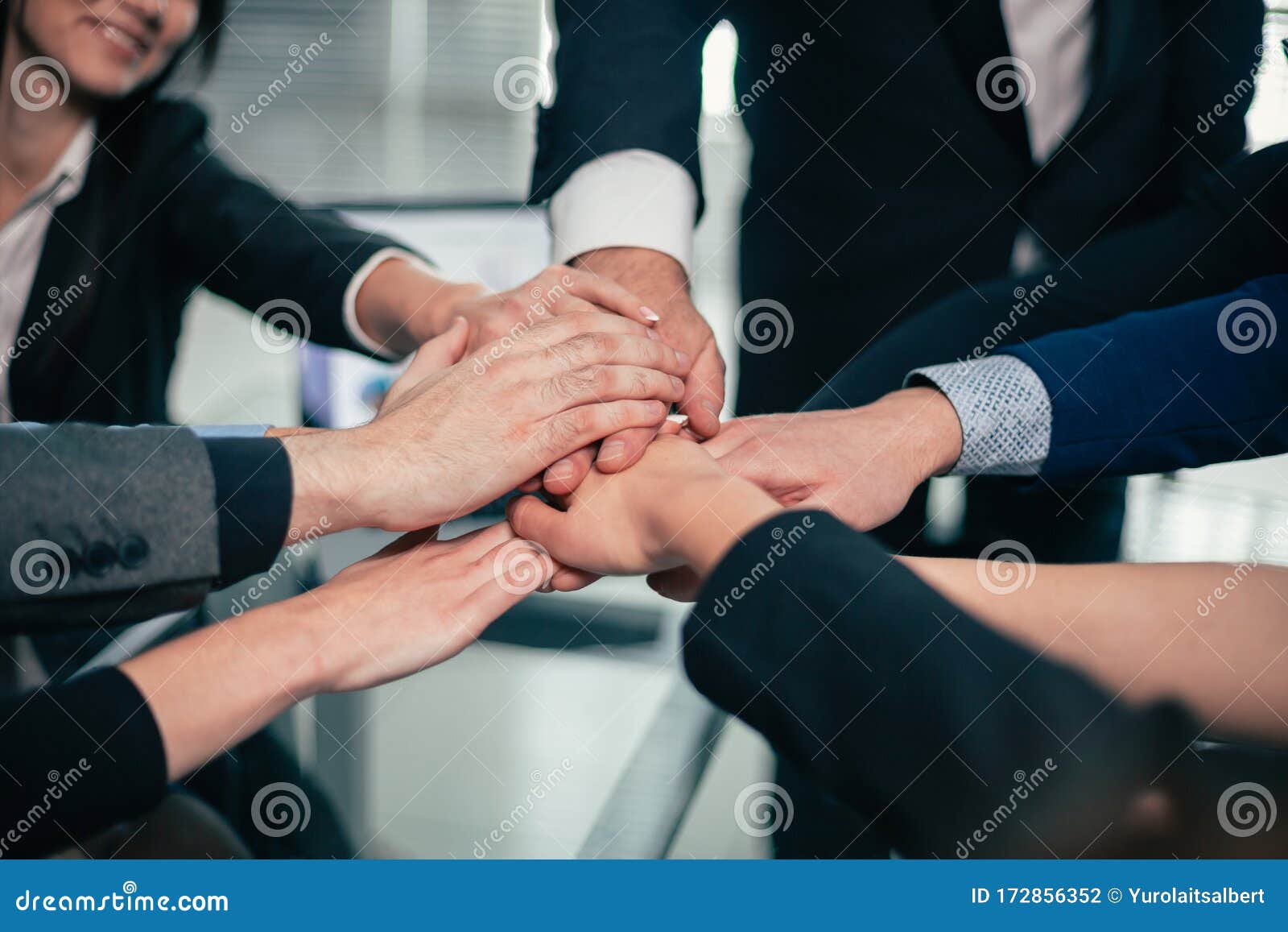 Close Up. Business Team Making a Tower Out of Hands Stock Photo - Image ...