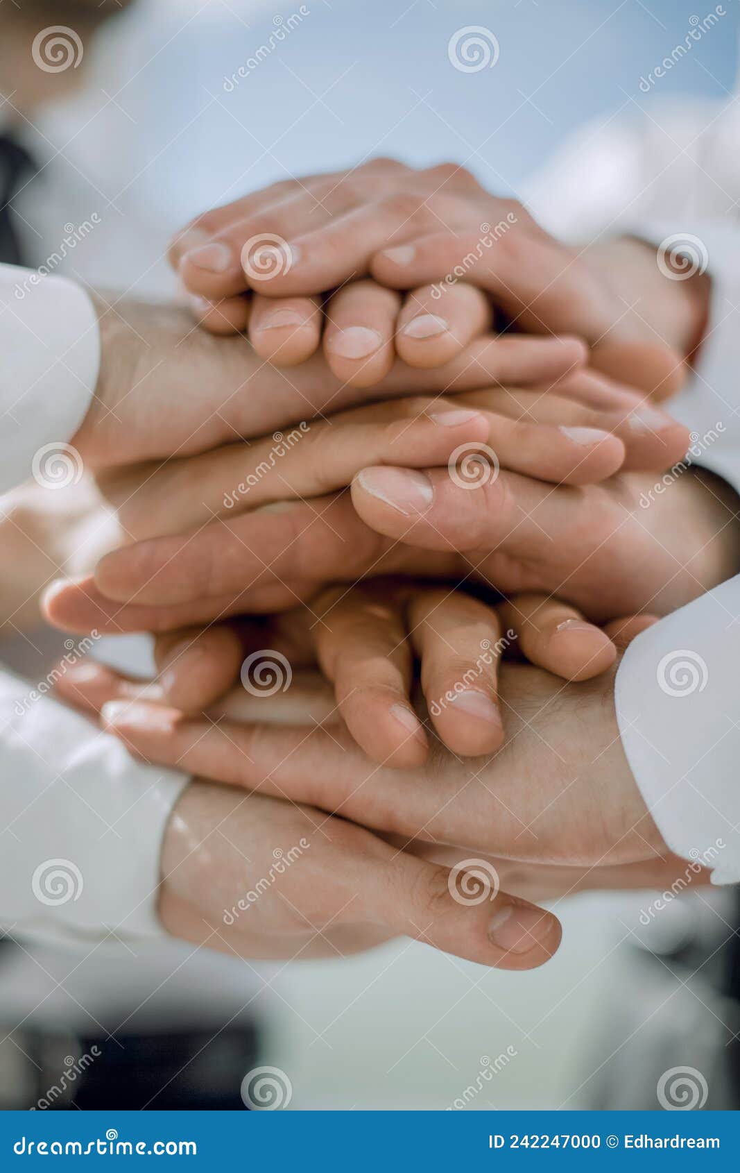 Close Up.business Team with a Stack of Their Hands Stock Photo - Image ...