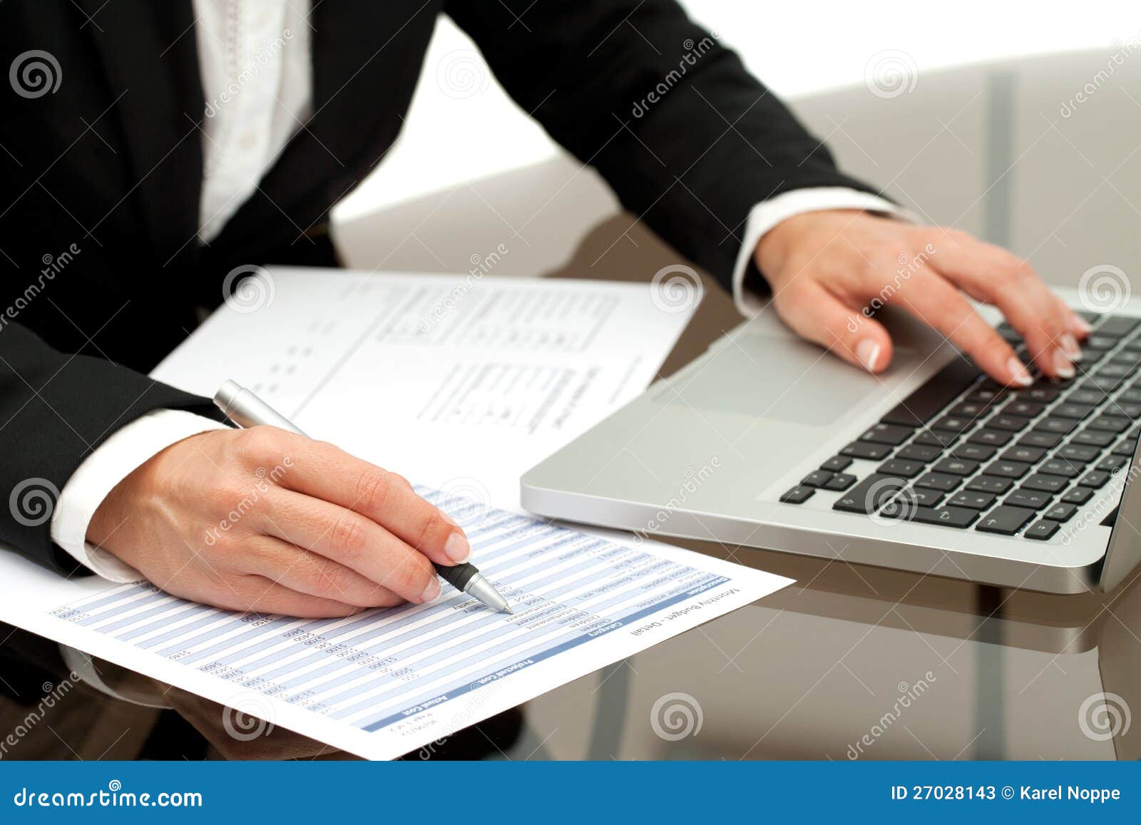 Close Up of Business Woman S Hands Working. Stock Image - Image of ...