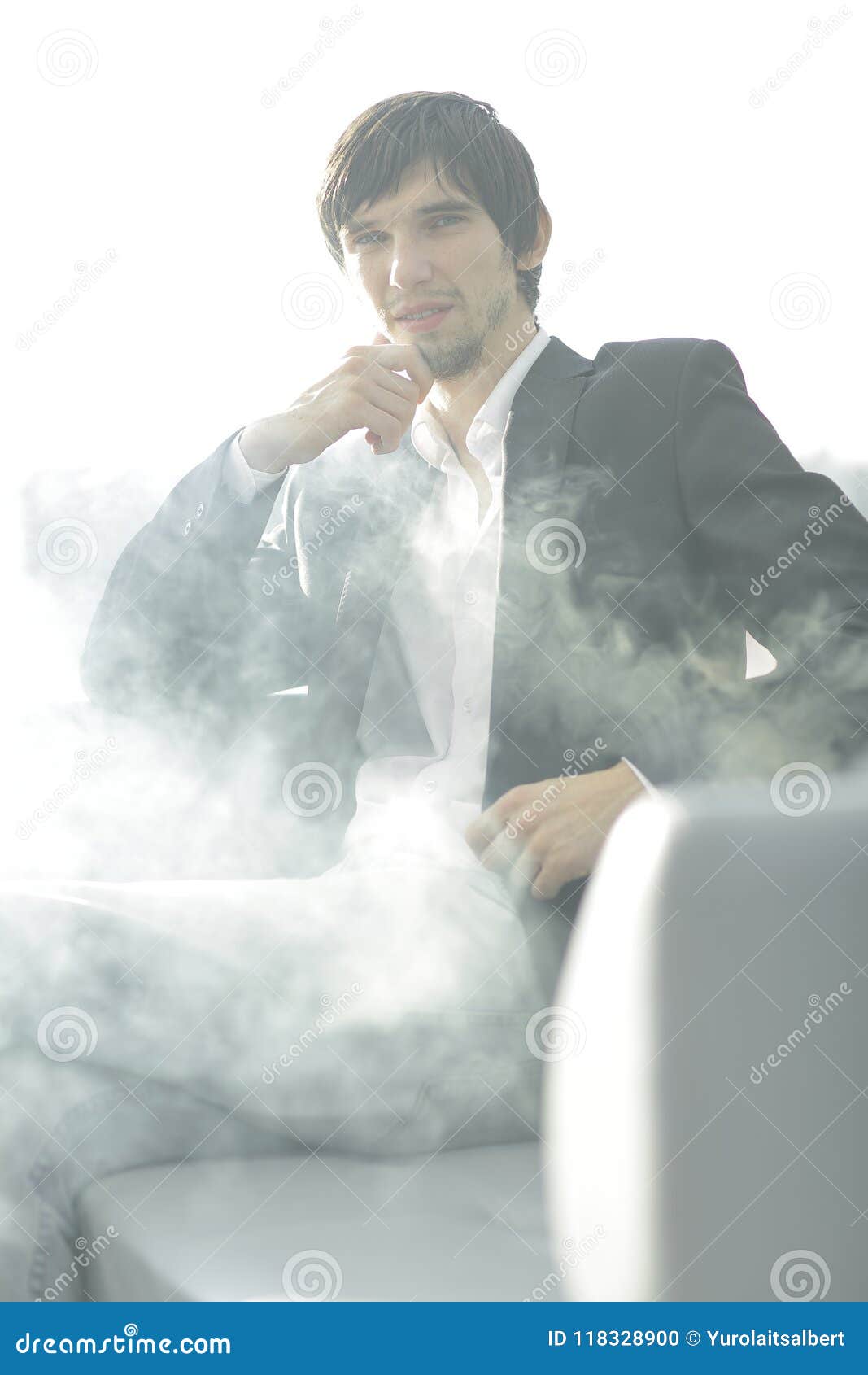 Close Up.businessman with a Cigarette during a Coffee Break. Stock ...