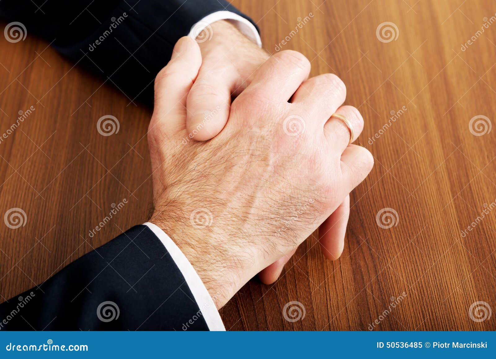 Close Up of Businessman Clenched Hands on the Desk Stock Image - Image ...