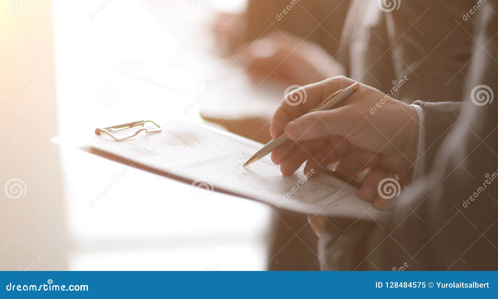 Close Up.businessman with Clipboard Checking Statistics Stock Image ...