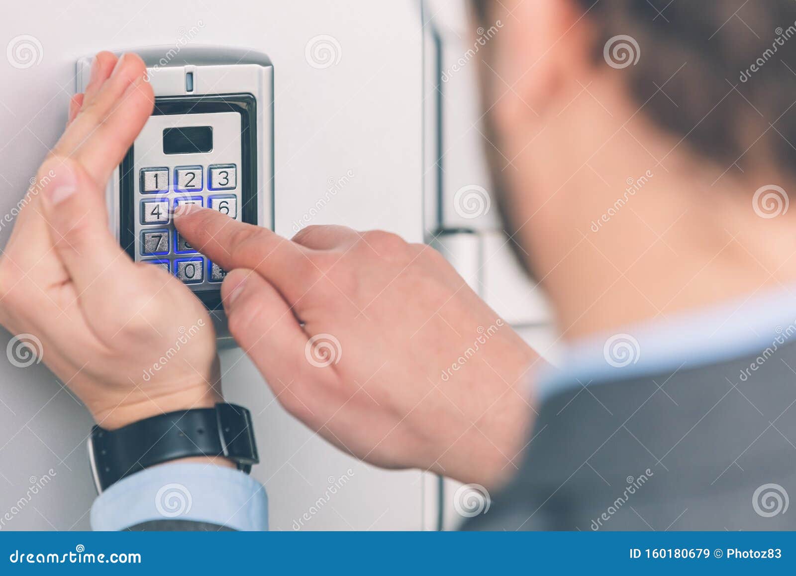 Close Up of Businessman Hand Entering Security System Code Stock Image ...