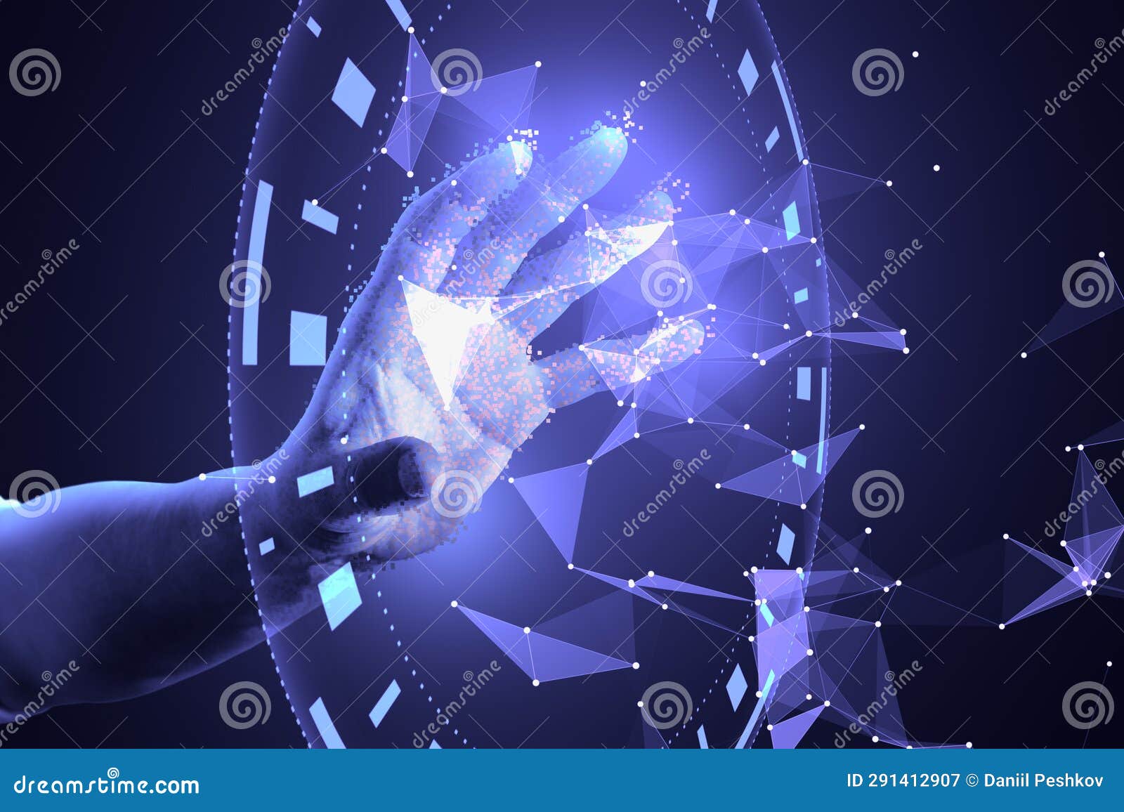 Close Up of Man Hand Using Polygonal Dial. Digital Time Management ...