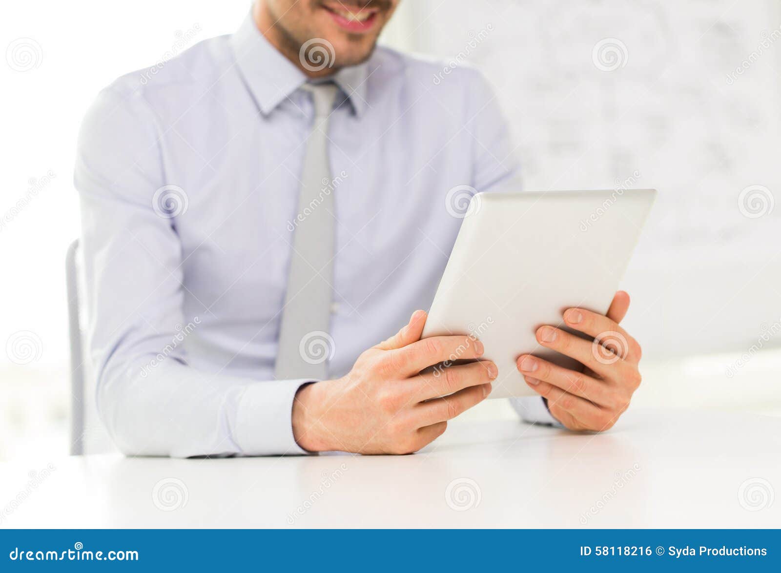Close Up of Businessman Hands with Tablet Pc Stock Photo - Image of ...