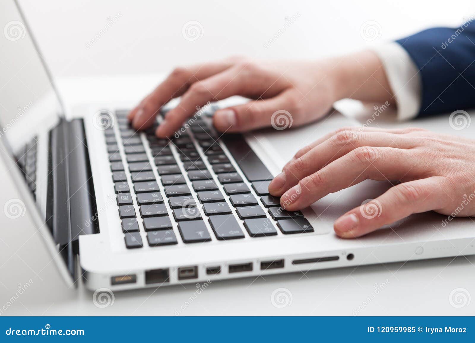 Close Up of Businessman Hands Using Laptop Computer Stock Image - Image ...