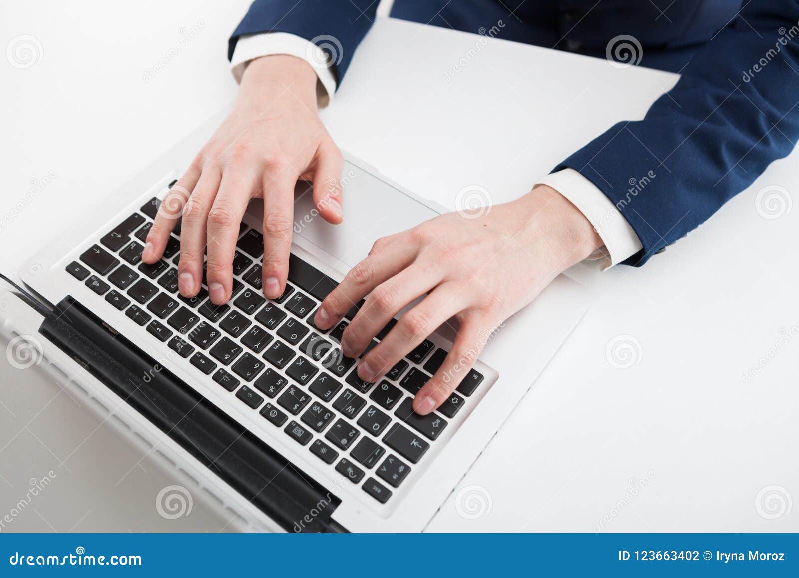 Close Up of Businessman Hands Using Laptop Computer Stock Photo - Image ...