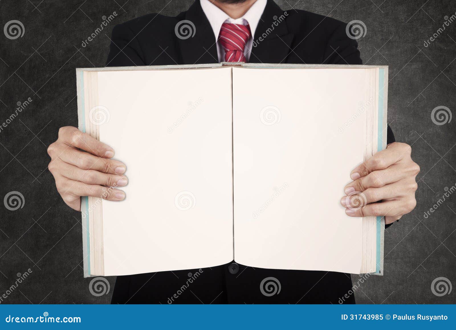 Close-up Businessman Hold Blank Book Stock Image - Image of copy ...