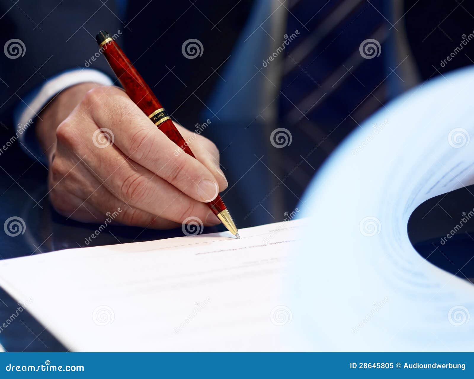 Close Up of Businessman Signing a Contract. Stock Image - Image of form ...