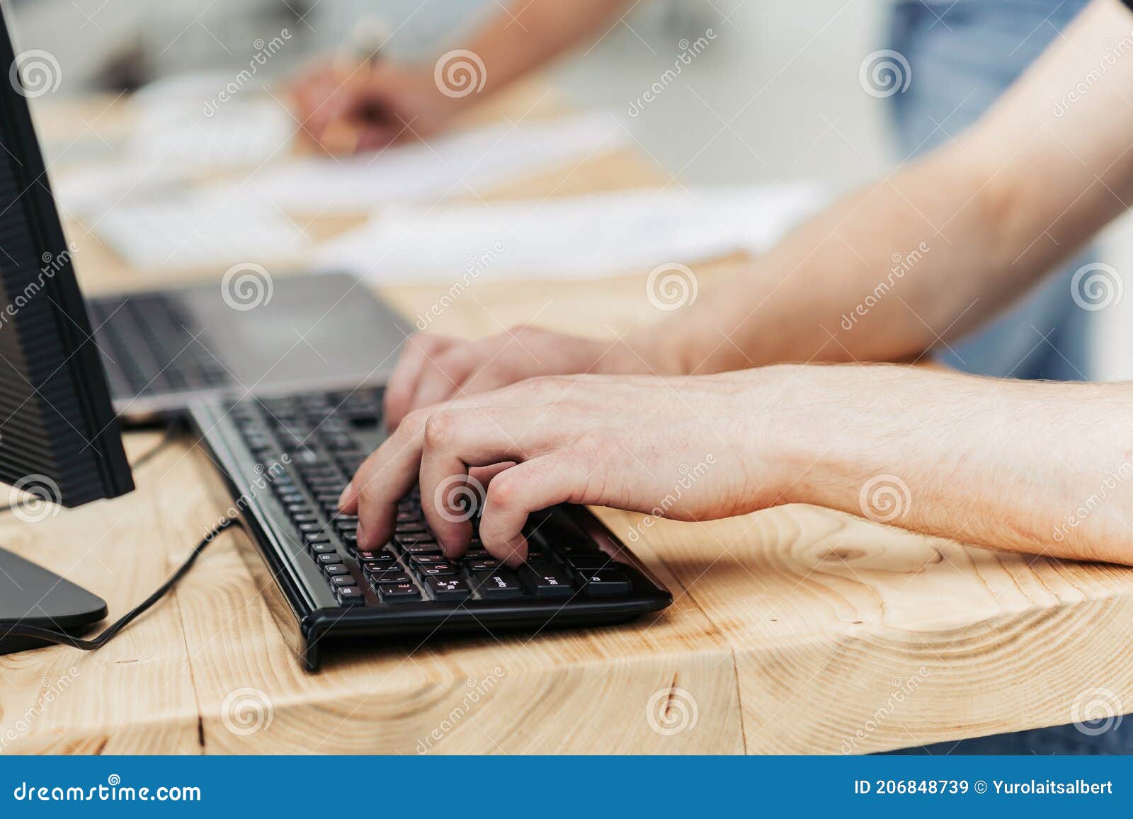 Close Up. Businessman Typing on the Computer Keyboard Stock Image ...