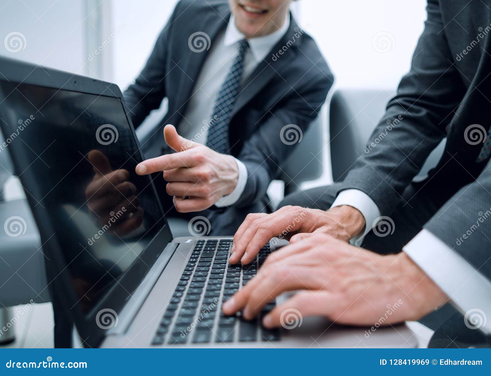 Close Up.businessman Typing Document on a Laptop Stock Image - Image of ...