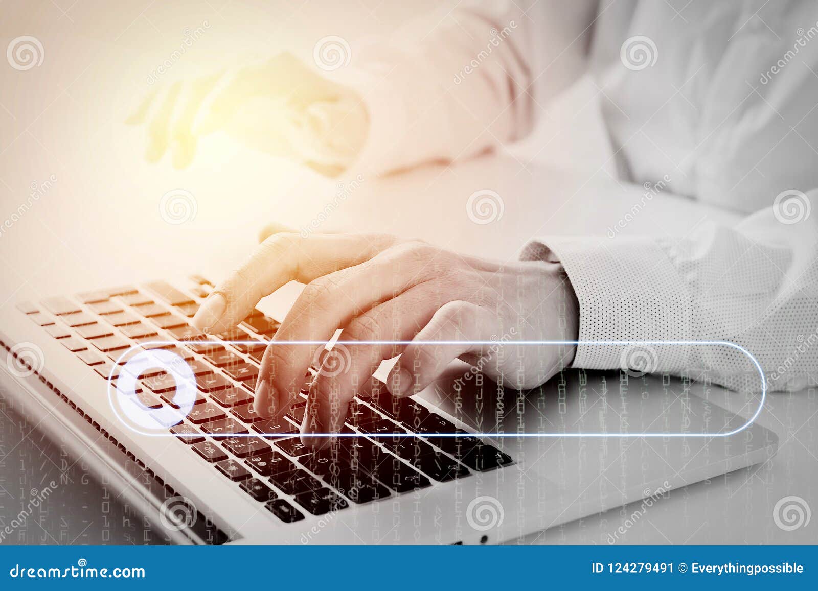 Close Up of Businessman Typing Keyboard with Laptop Computer on Stock ...