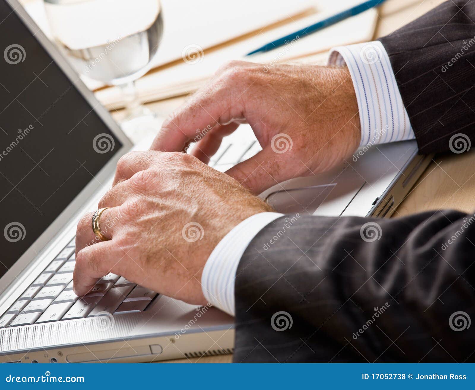 Close Up of Businessman Typing on Laptop Stock Photo - Image of adult ...