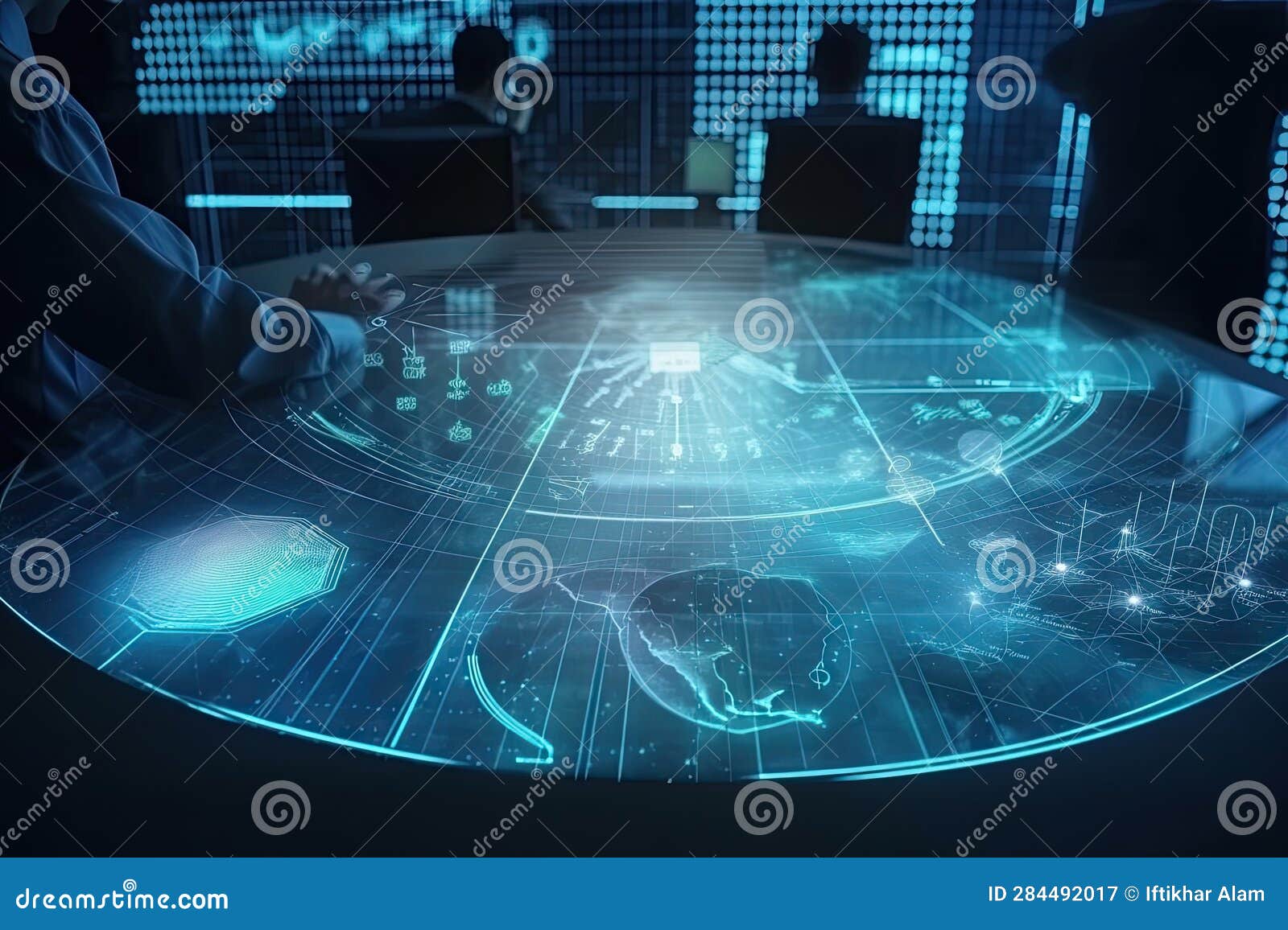 Close Up of Businessman Working with Virtual Panel. Technology Concept ...