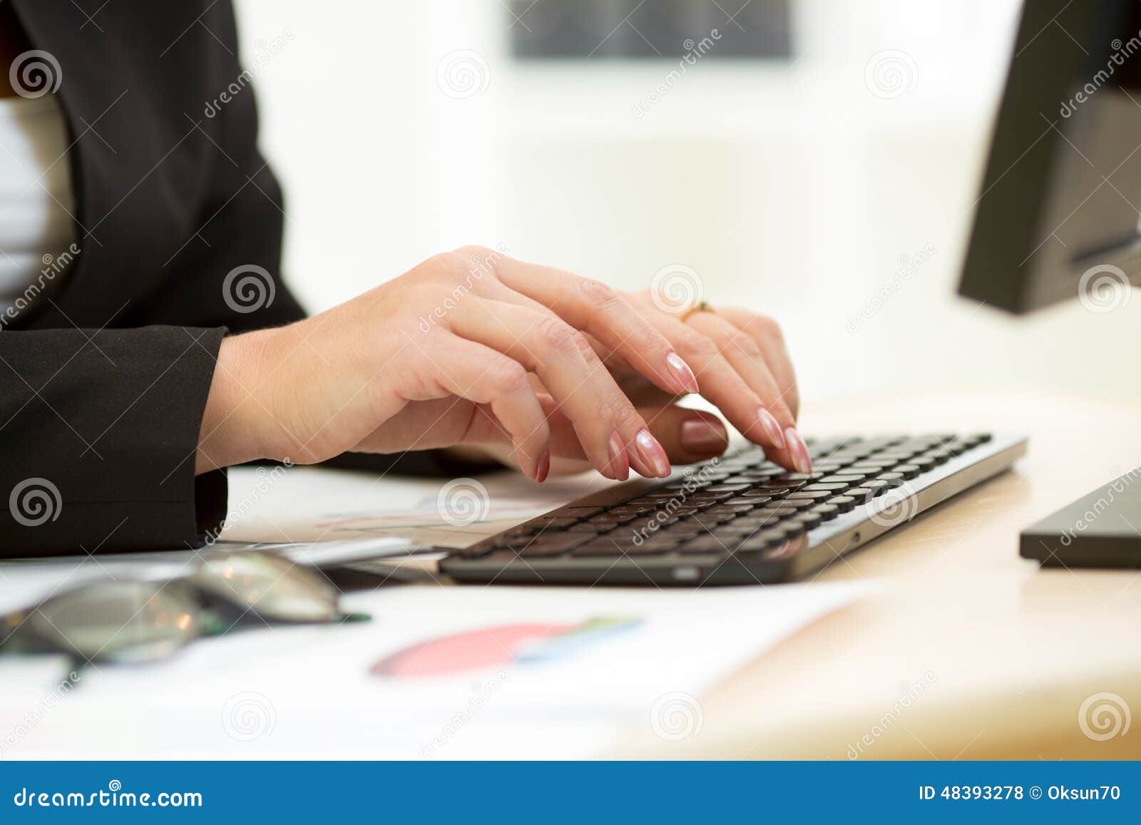 Close-up of Businesswoman Hands Typing Documents Stock Photo - Image of ...