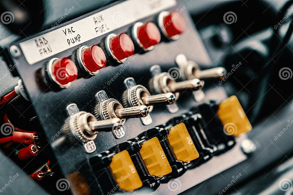Close-up of the Button Panel of a Race Car Stock Photo - Image of ...