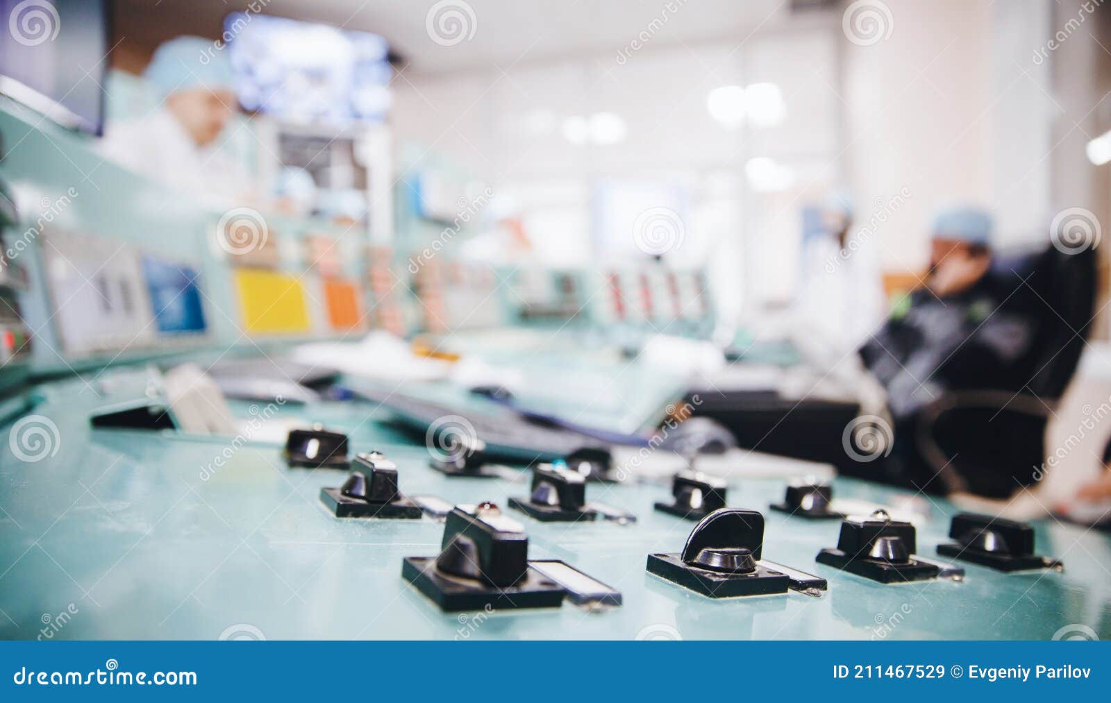 Close-up of Buttons and Switches Control Panel of Nuclear Power Plant ...