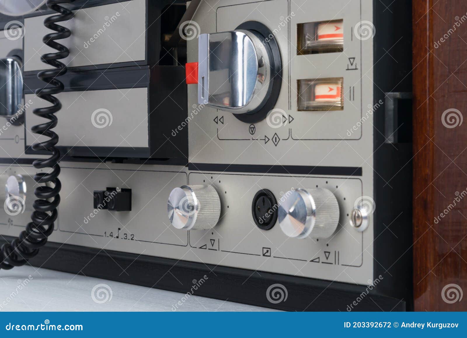 Close-up of the Buttons and Volume Controls of an Old Tape Recorder ...
