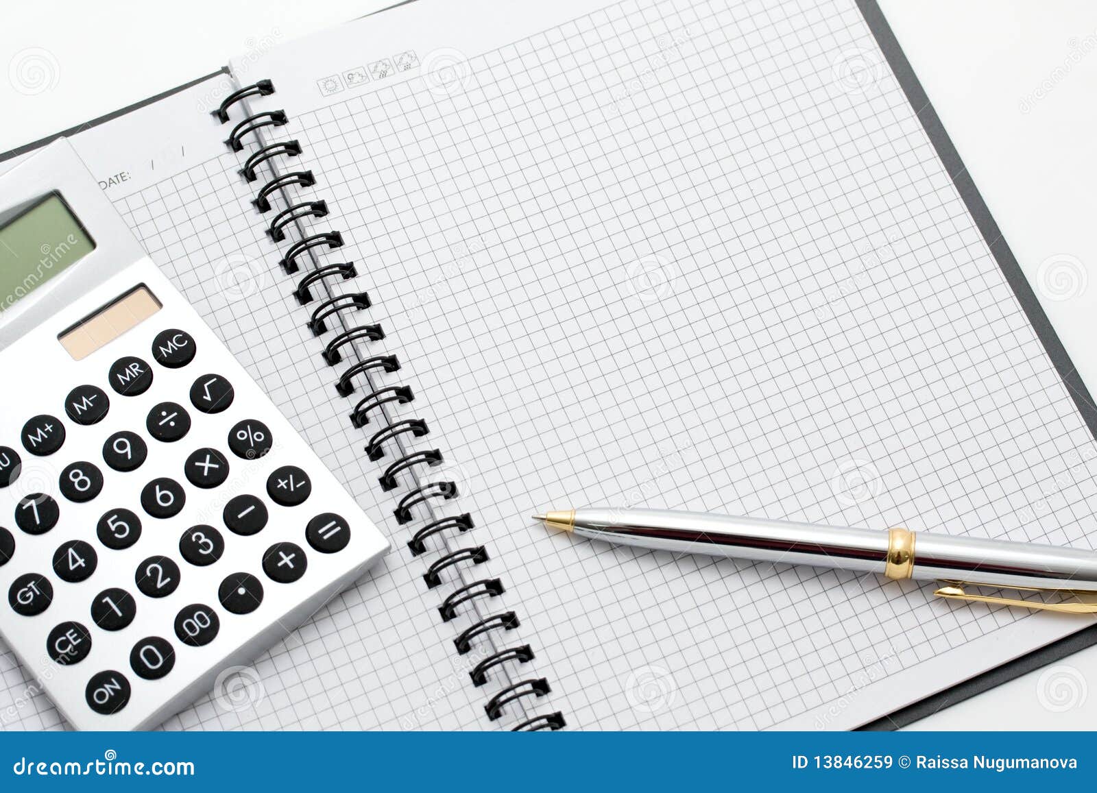 Close-up of Calculator, Pen and Note on Table Stock Image - Image of ...