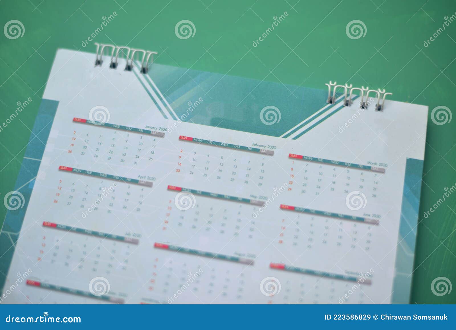 Close Up Calendar on Green Background Stock Image - Image of deadline ...