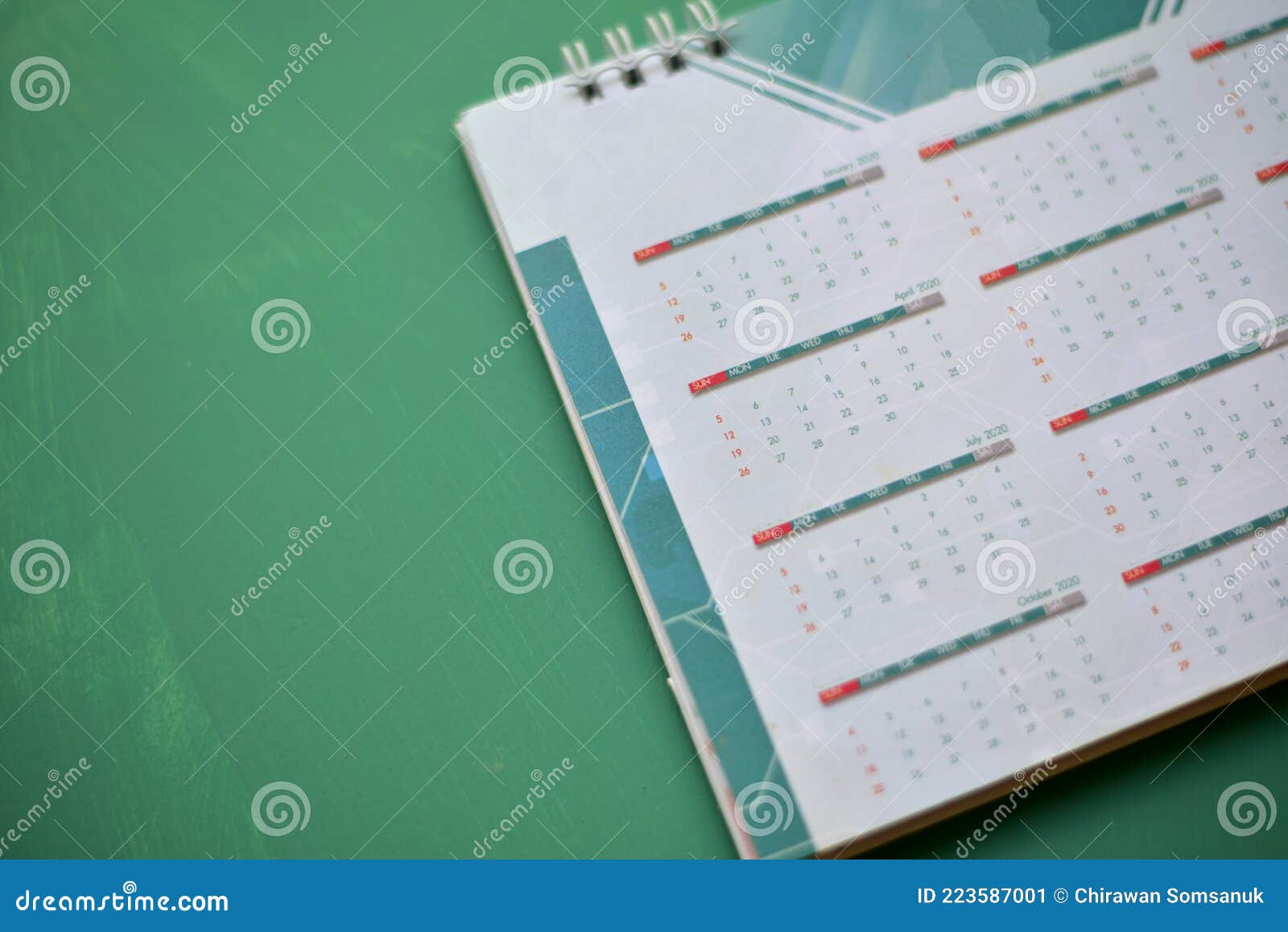 Close Up Calendar on Green Background Stock Image - Image of 2021 ...