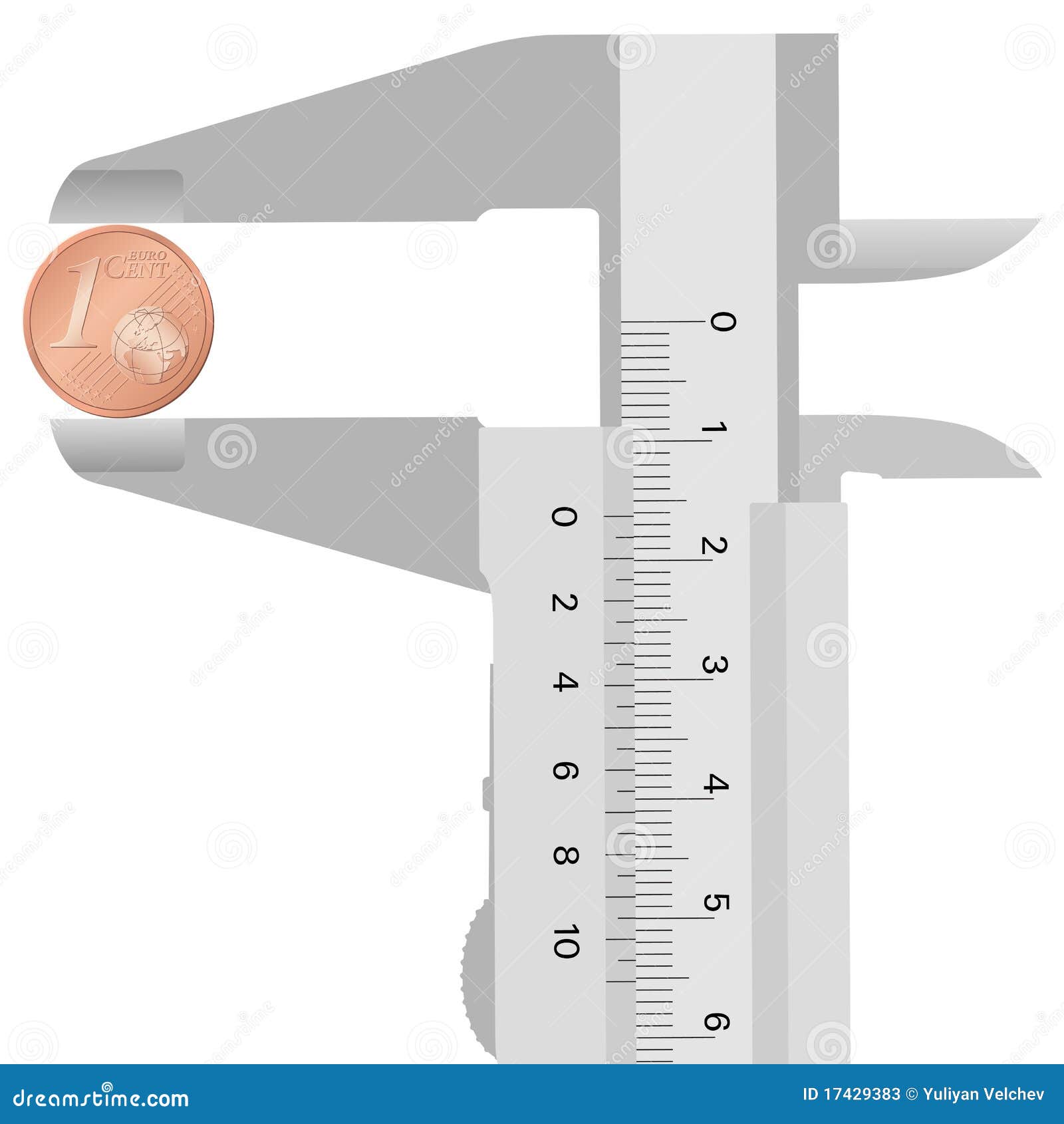 Close-up Calliper And 1 Euro Cent Cartoon Vector | CartoonDealer.com ...