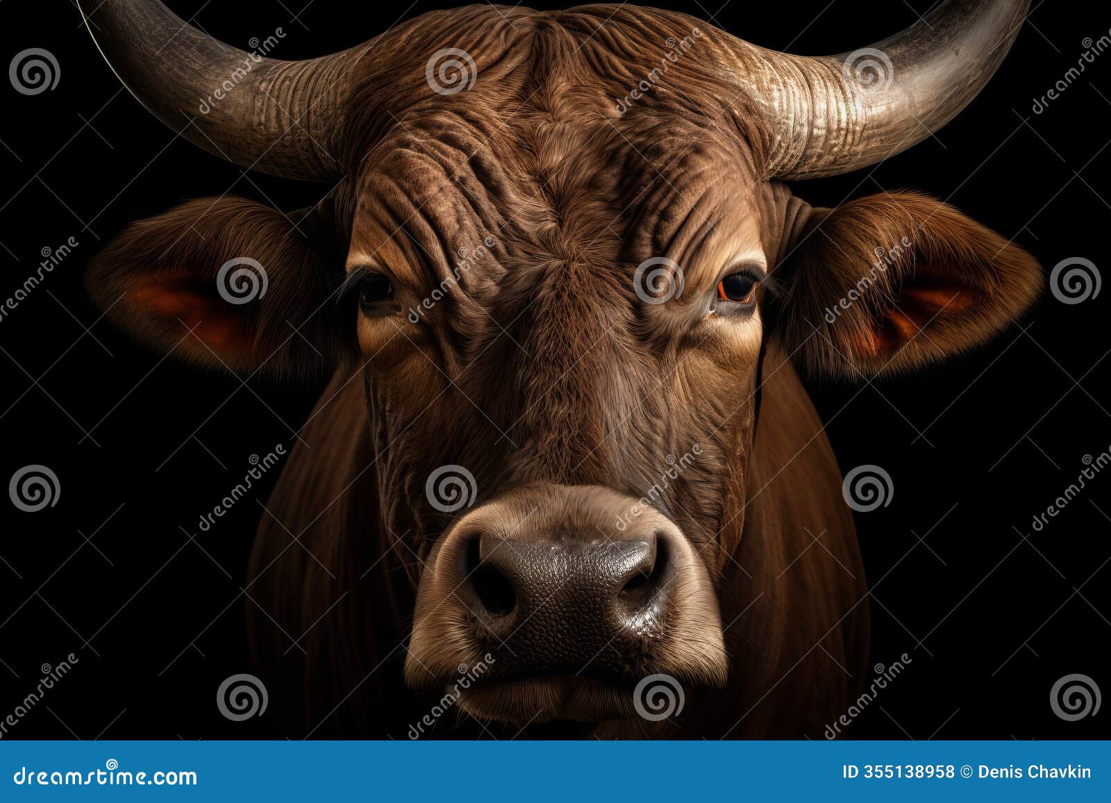 Close-up of Calm Bull Muzzle Isolated. Head Front View Stock Photo ...