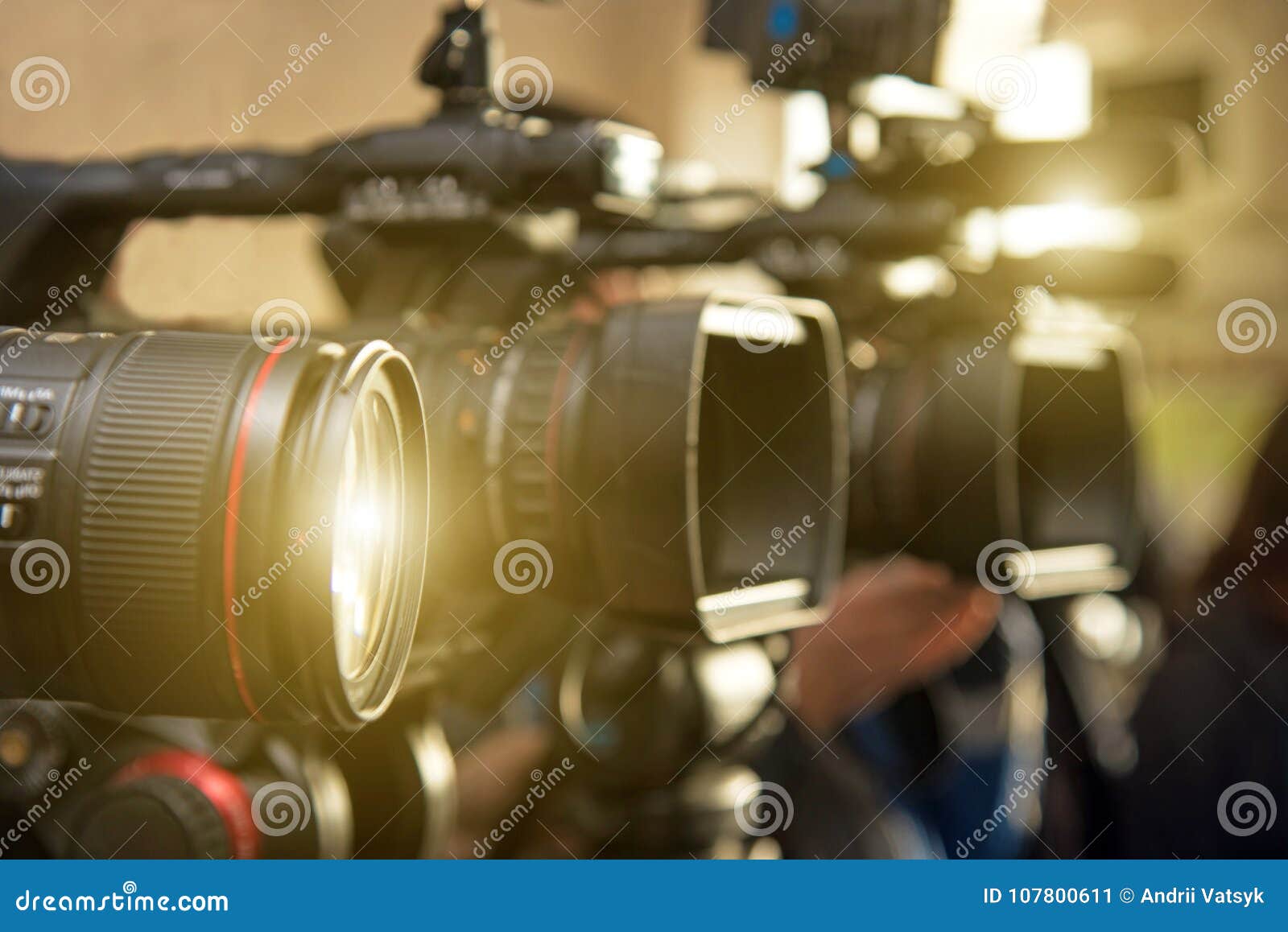 Close-up of the Camera Lens on the Back of the Camcorder when Sh Stock ...