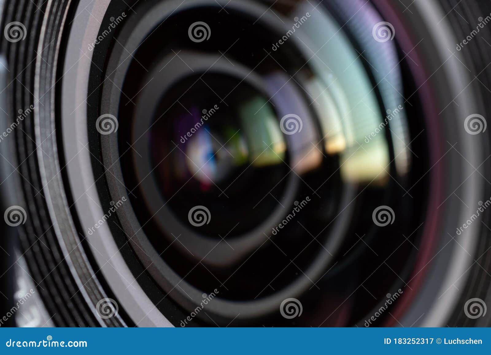Close-up Camera Lens with Color Reflections Stock Image - Image of ...