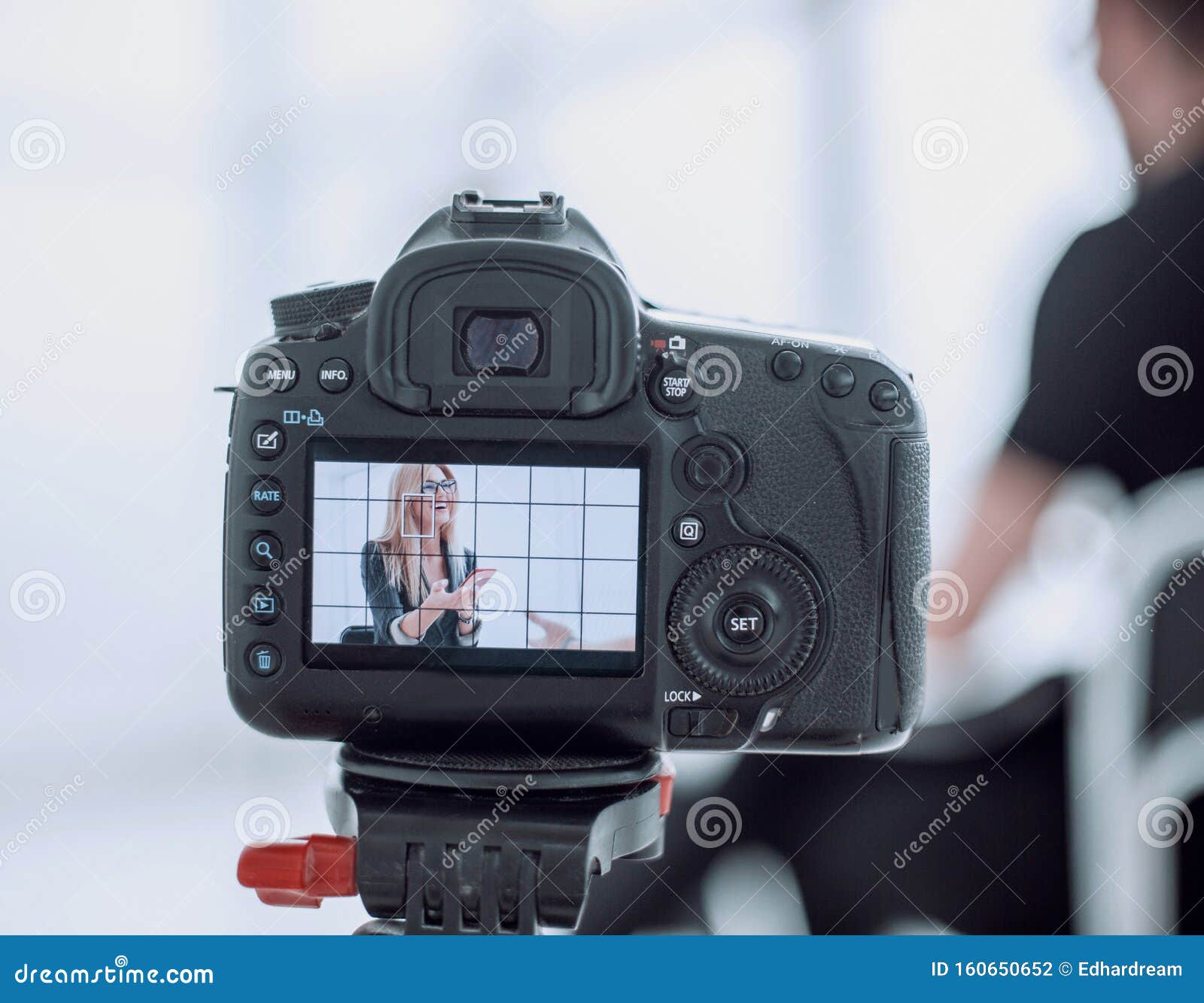Close Up. Camera in the Studio during a TV Interview Stock Photo ...