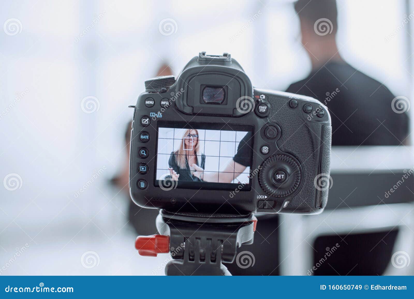 Close Up. Camera in the Studio during a TV Interview Stock Image ...