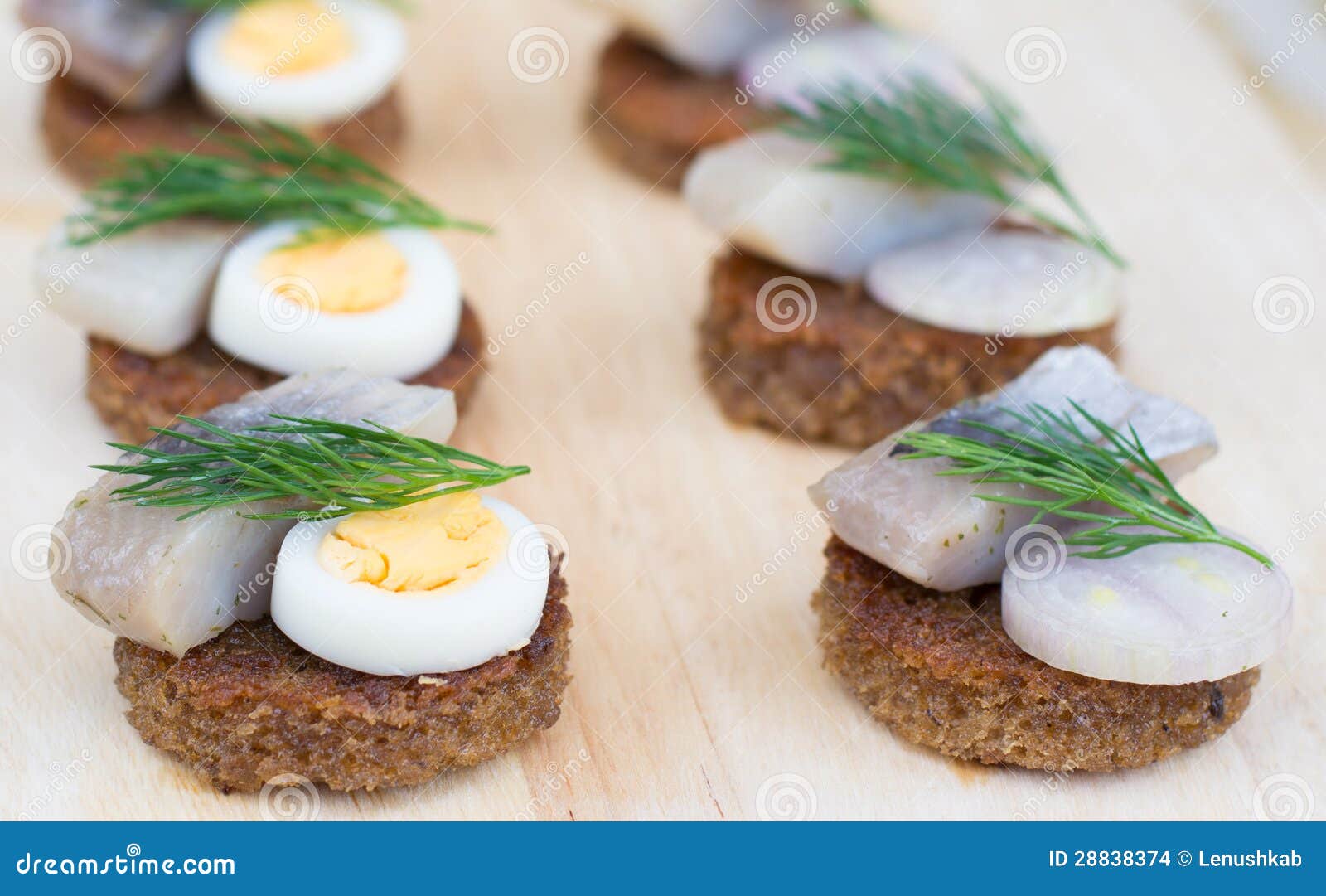 Close-up Canapes with Herring Stock Photo - Image of garnish, prepared ...