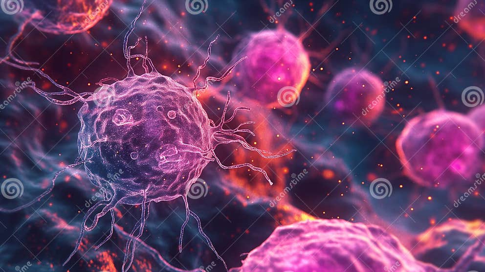 Close Up of a Cancer Cell Under a Microscope Stock Photo - Image of ...