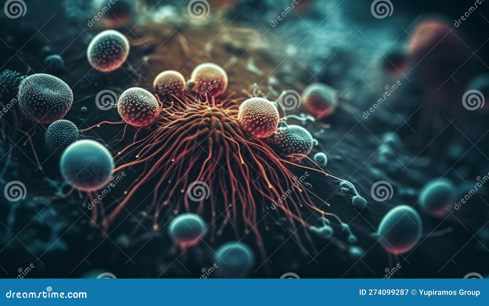 Close Up of Cancer Cells at Molecular Scale Generated by AI Stock Image ...