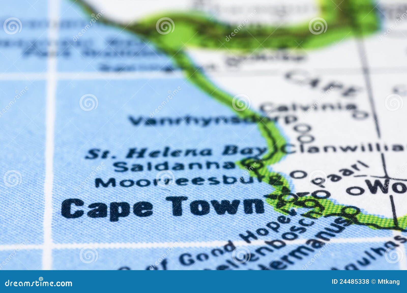 Close Up of Cape Town on Map, South Africa Stock Photo - Image of south ...