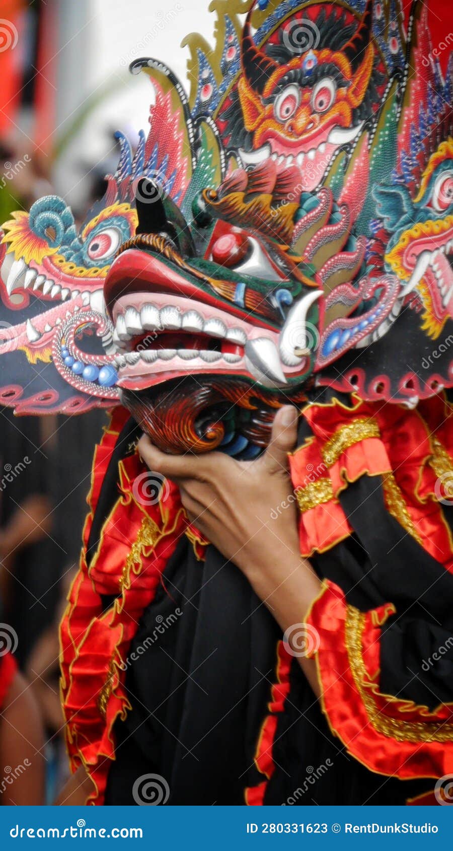 Close Up of Caplokan Dance Mask or Barong Dragon Dance Stock Image ...