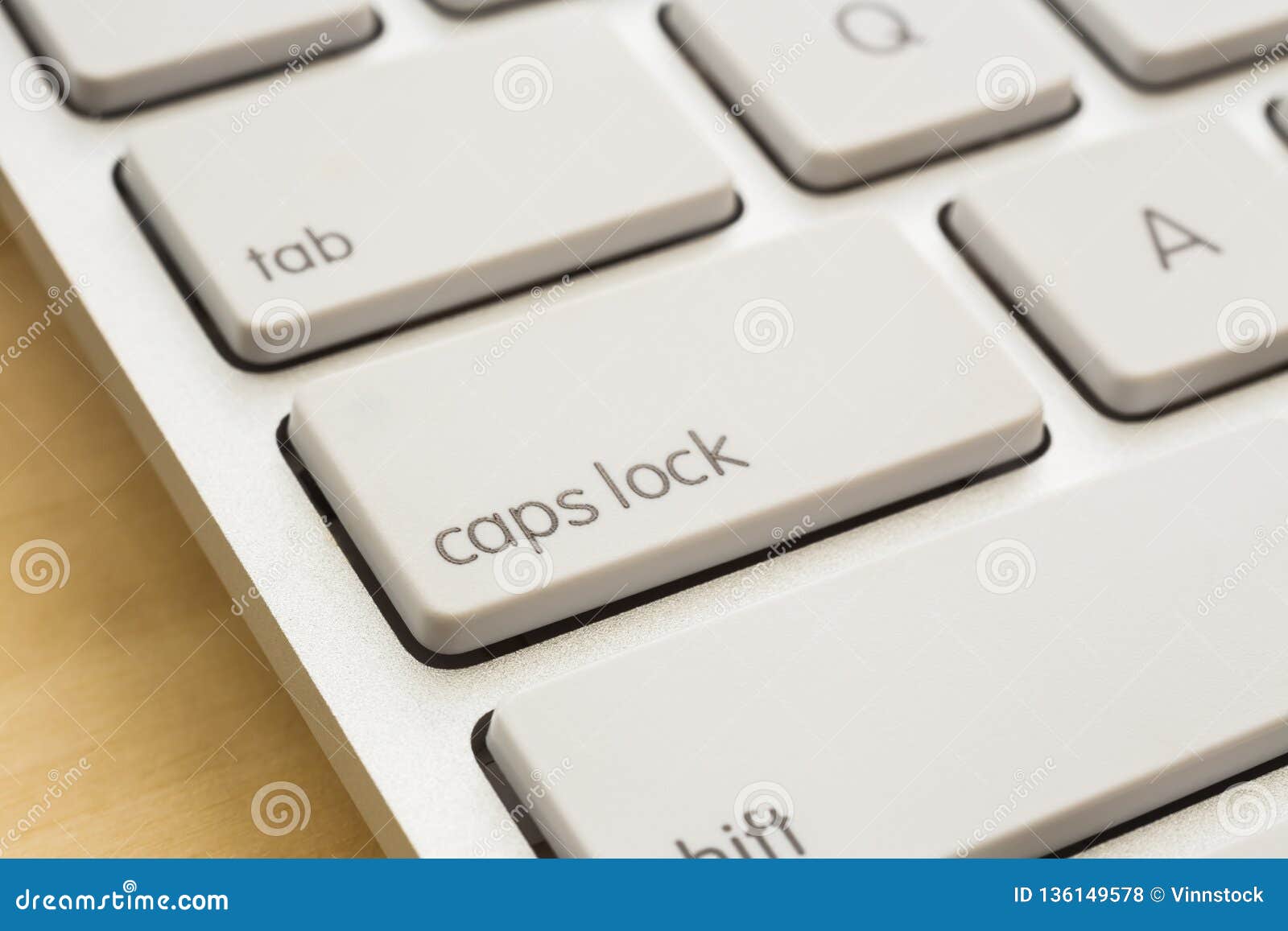 Close Up Caps Lock Button on White Keyboard Stock Photo - Image of ...