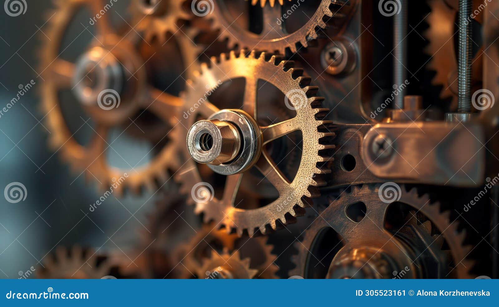 Close Up of Gears and Cogs in a Clockwork Mechanism. Stock Illustration ...