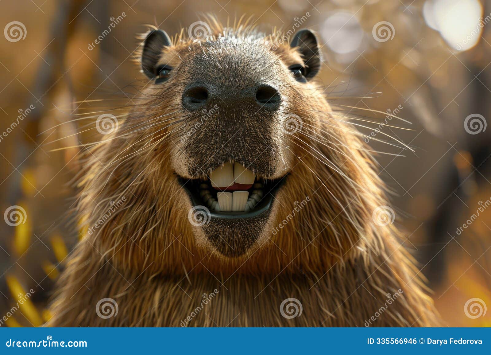 Close-Up Capybara with Visible Teeth and Whiskers Stock Photo - Image ...