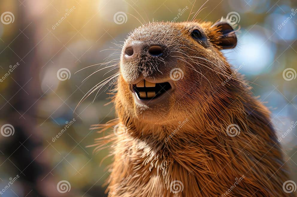 Close-Up Capybara with Visible Teeth and Whiskers Stock Photo - Image ...
