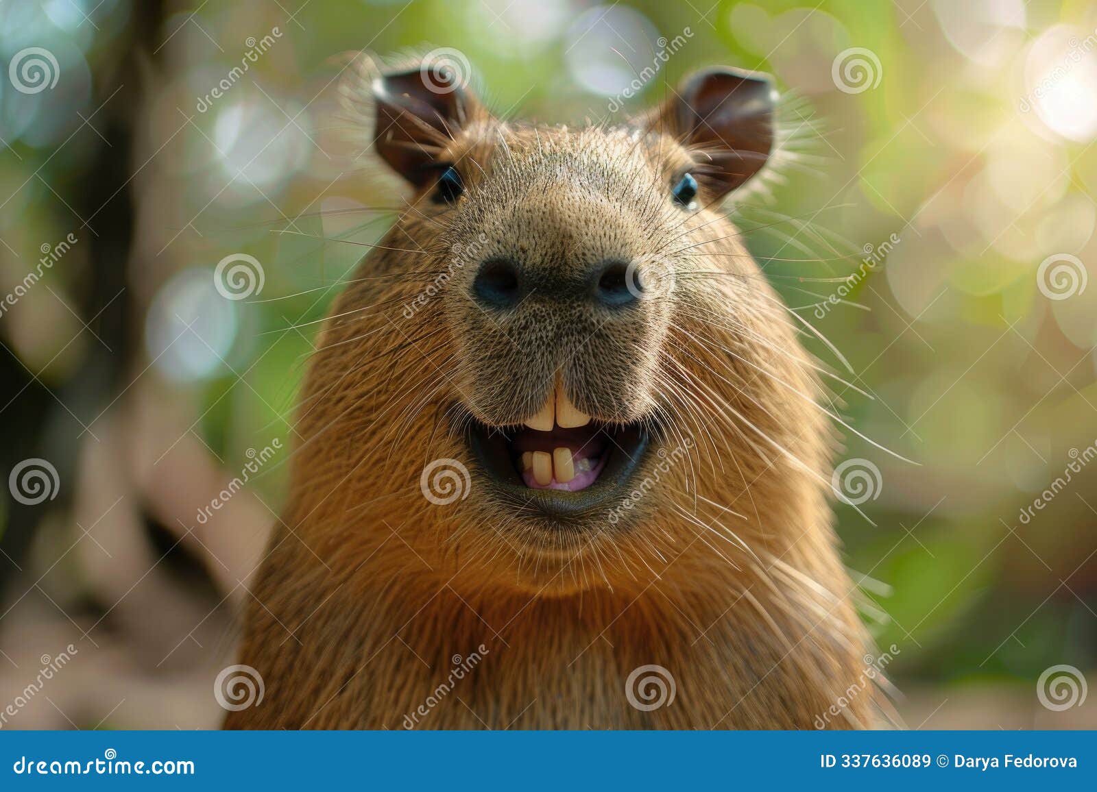 Close-Up Capybara with Visible Teeth and Whiskers Stock Image - Image ...